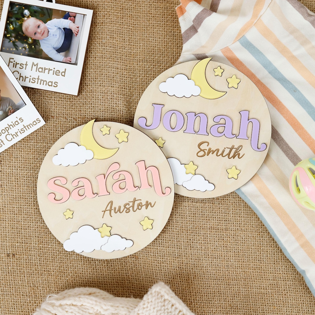 Custom Moon & Star Baby Nursery Decor, Celestial Theme Birth ...