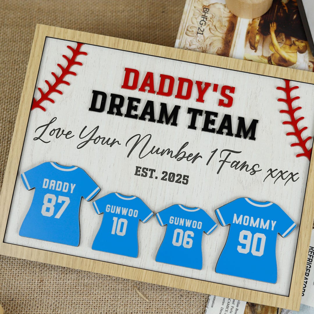 Baseball Dad Team Sign, Dad Fathers Day Gift From Kids, Sport Dad Name ...