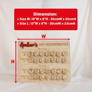 Wooden Daily Chore Board, Daily Responsibilities Board, Child Daily ...