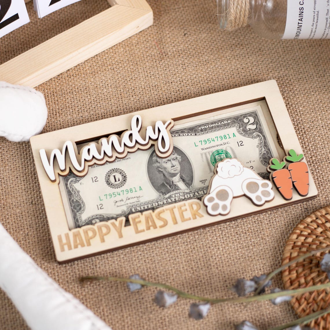 Personalized Bunny Money Holder Easter, Easter Basket Stuffer, Basket ...