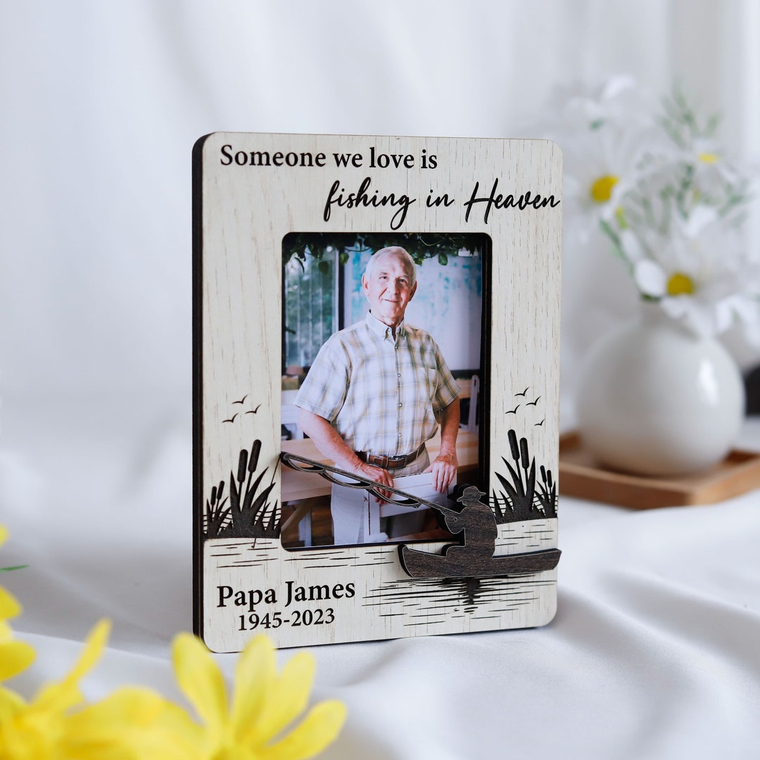 Memorial Fridge Photo Magnet Frame, Gone Fishing in Heaven ...