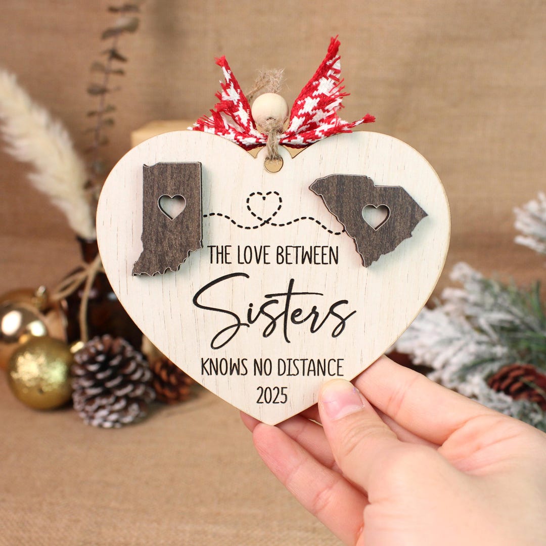 Personalized Long Distance Sister Ornament, Custom Sates Ornament ...