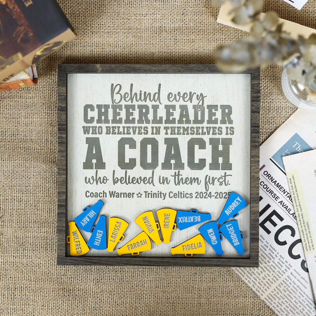 Personalized Cheerleading Shaker Sign, Cheerleader Coach Appreciation ...