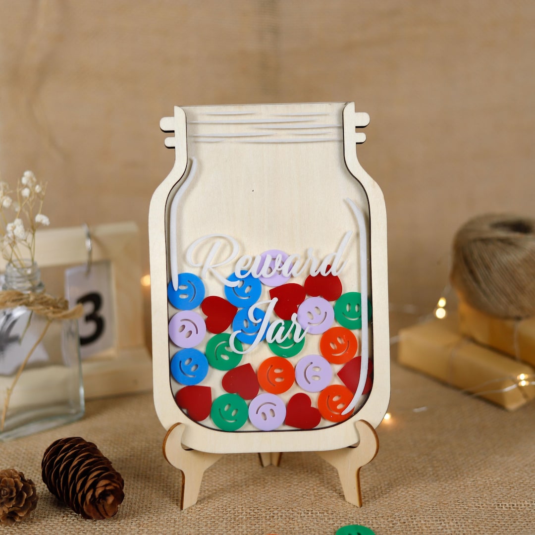 Reward Jar With Custom Tokens, Back to School Gifts, Smiley Face Reward ...