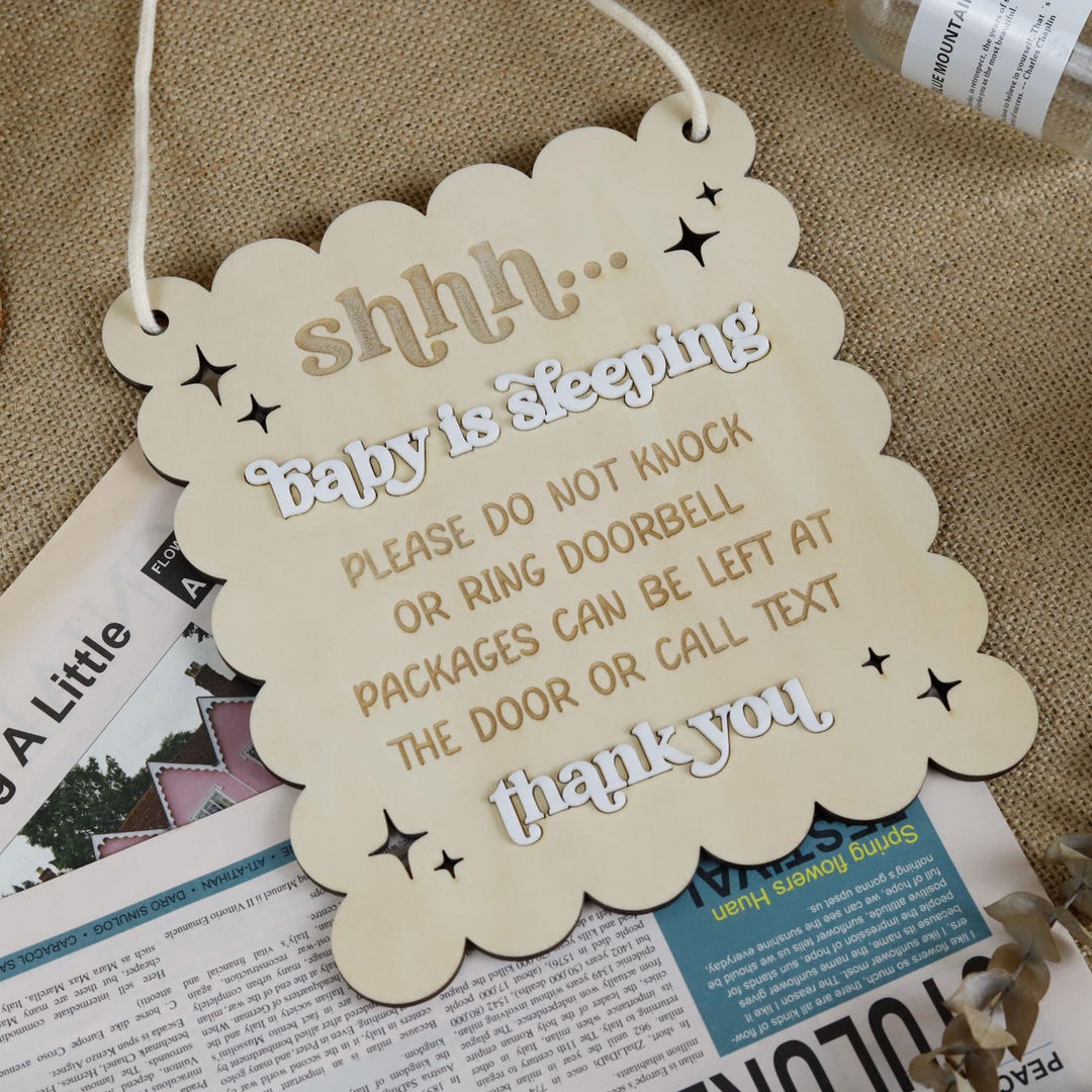 Baby is Sleeping Warning Sign, Newborn New Baby Home Sign, Door Hanger ...