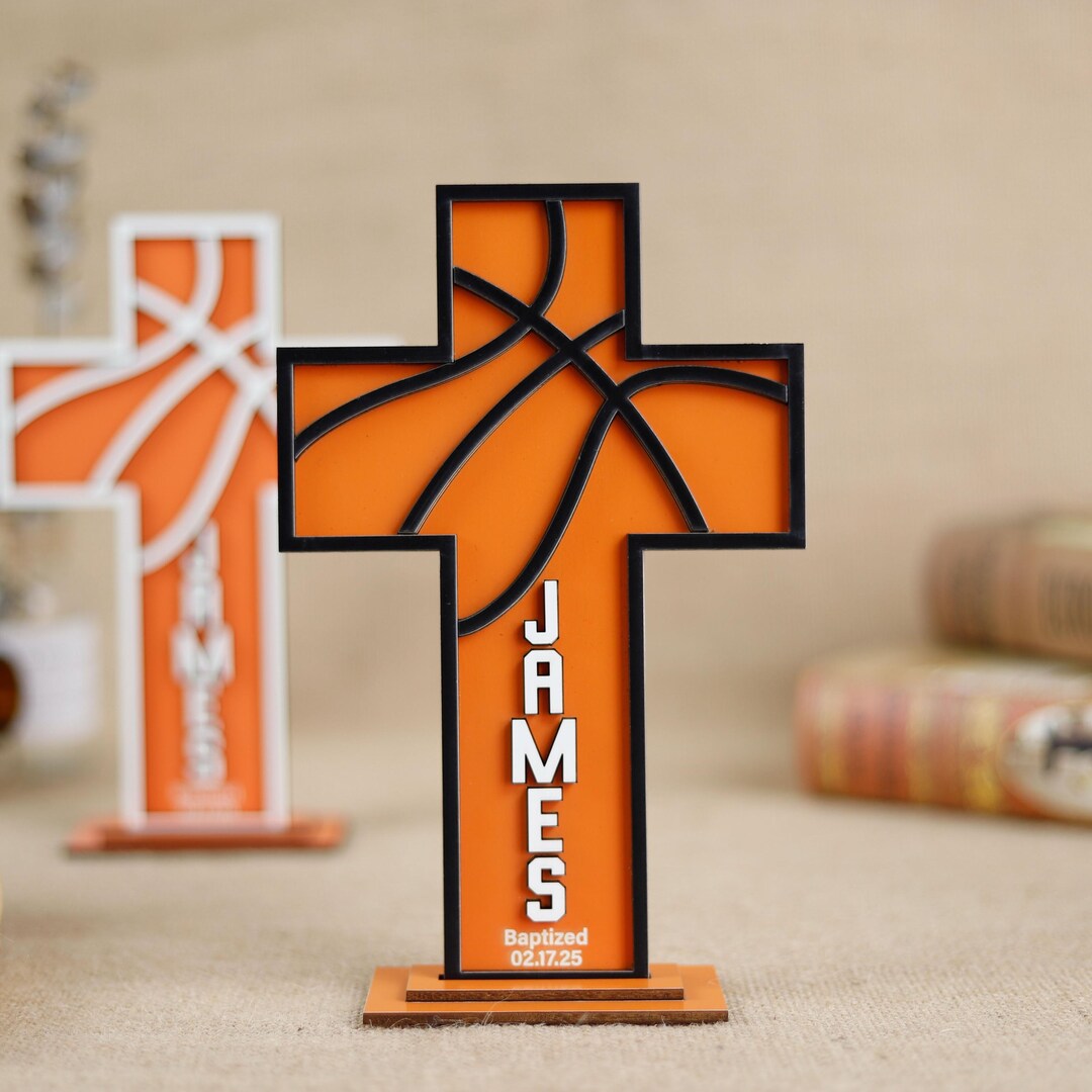 Basketball Themed Children's Wooden Cross, Custom Baptism, First ...