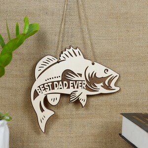 Personalized Dad Fishing Sign, Grandpa Bass Hanging Wooden Sign, Hooked ...