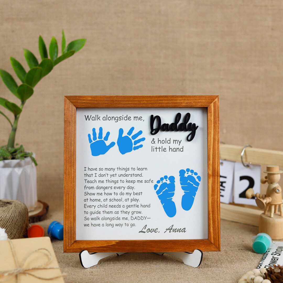 Daddy Handprint Wood Frame, Father's Day Handprint Art, Dad Handprint ...