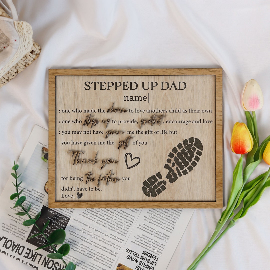 2-layered Stepped up Dad Wooden Plaque, Custom Step Dad Fathers Day ...