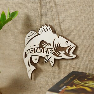 Personalized Dad Fishing Sign, Grandpa Bass Hanging Wooden Sign, Hooked ...