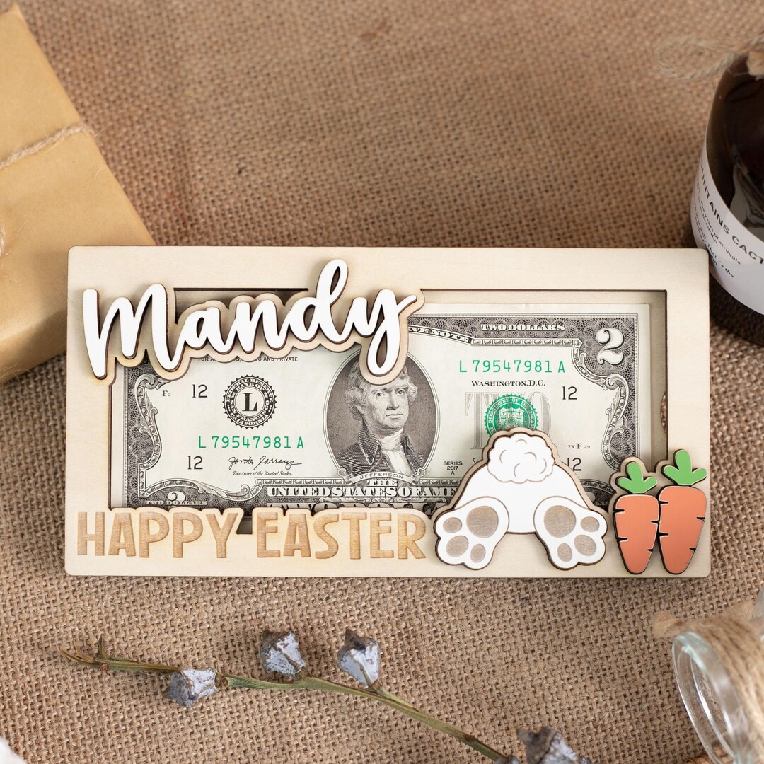 Personalized Bunny Money Holder Easter, Easter Basket Stuffer, Basket ...