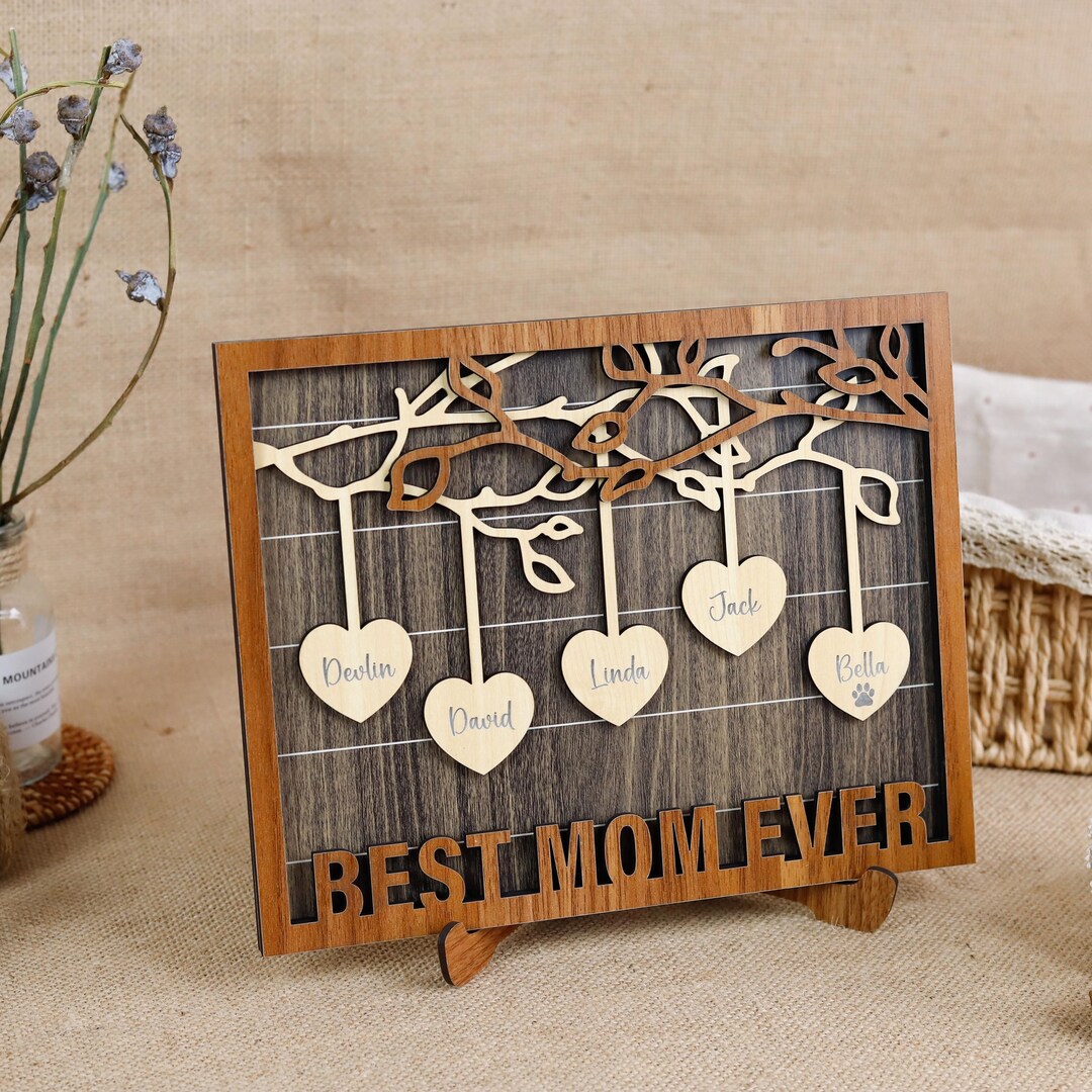 3D Grandchildren Names Tree Plaque With Stand, Grandchildren Sign ...