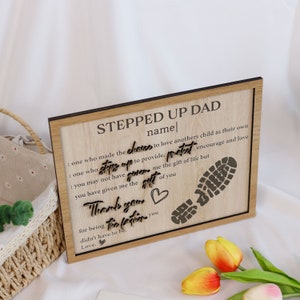 2-layered Stepped up Dad Wooden Plaque, Custom Step Dad Fathers Day ...