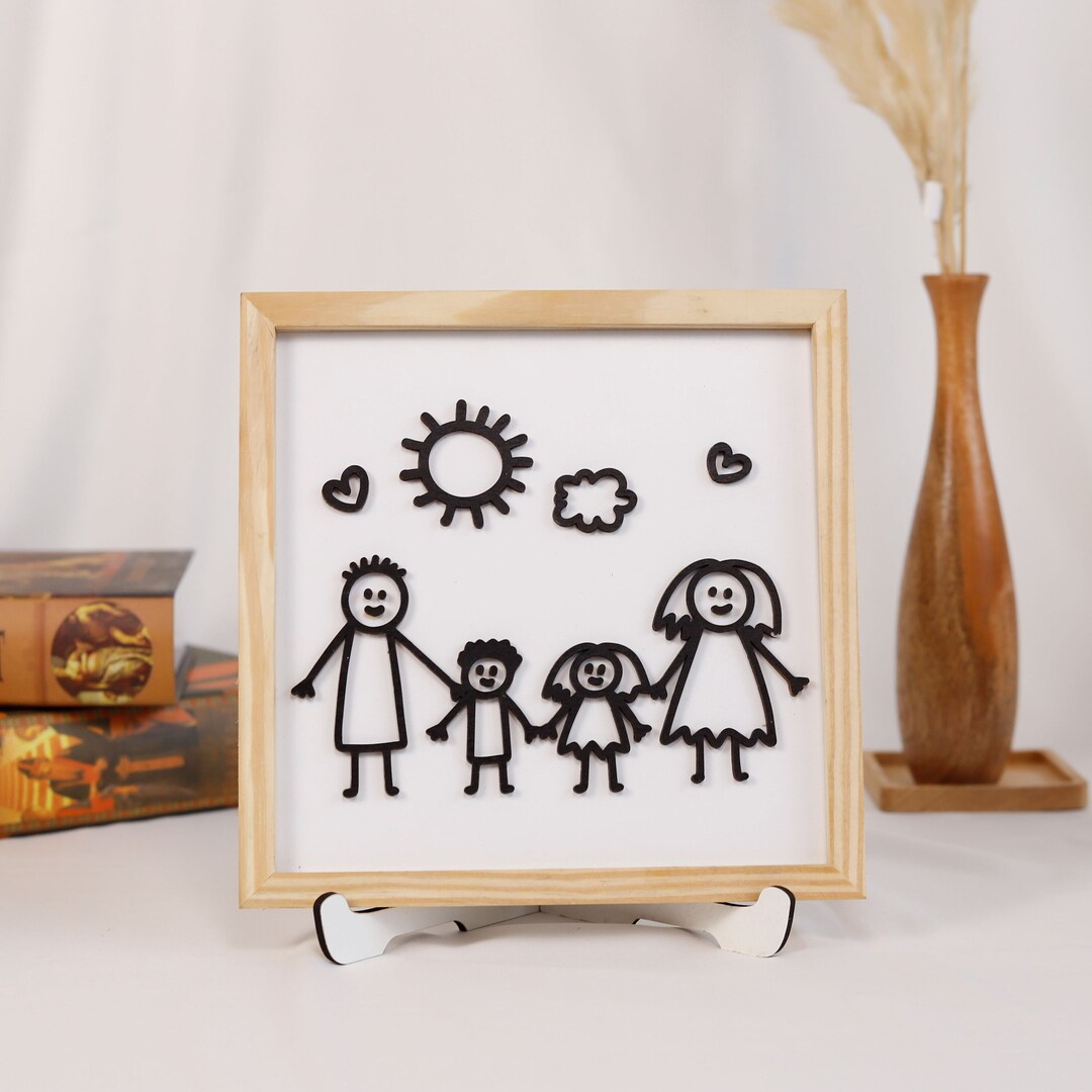 Custom Kids Actual Drawing Keepsake, Laser-cut Writing Handwriting Sign ...