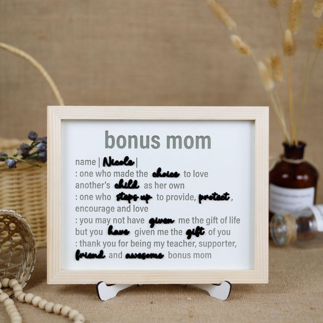 Bonus Mom Wall Decor, Personalized Mother's Day Gift, Bonus Mom Sign ...