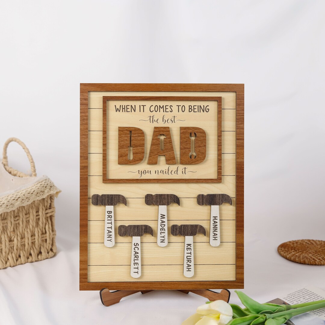 Personalized Nailed Being Best Dad Wood Sign, Dad Workshop Plaque ...