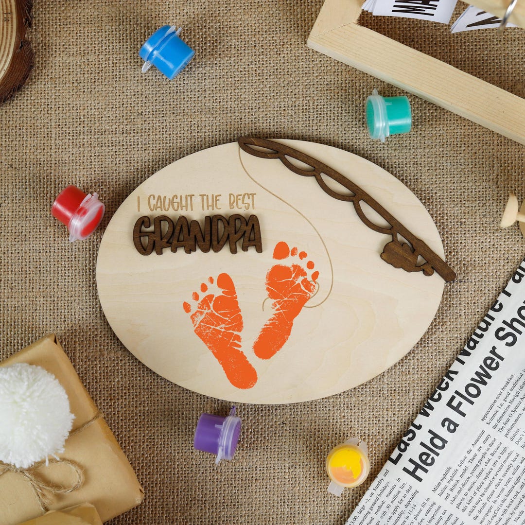 Personalized Grandkid's Handprint Keepsake, Grandpa First Fathers Day ...