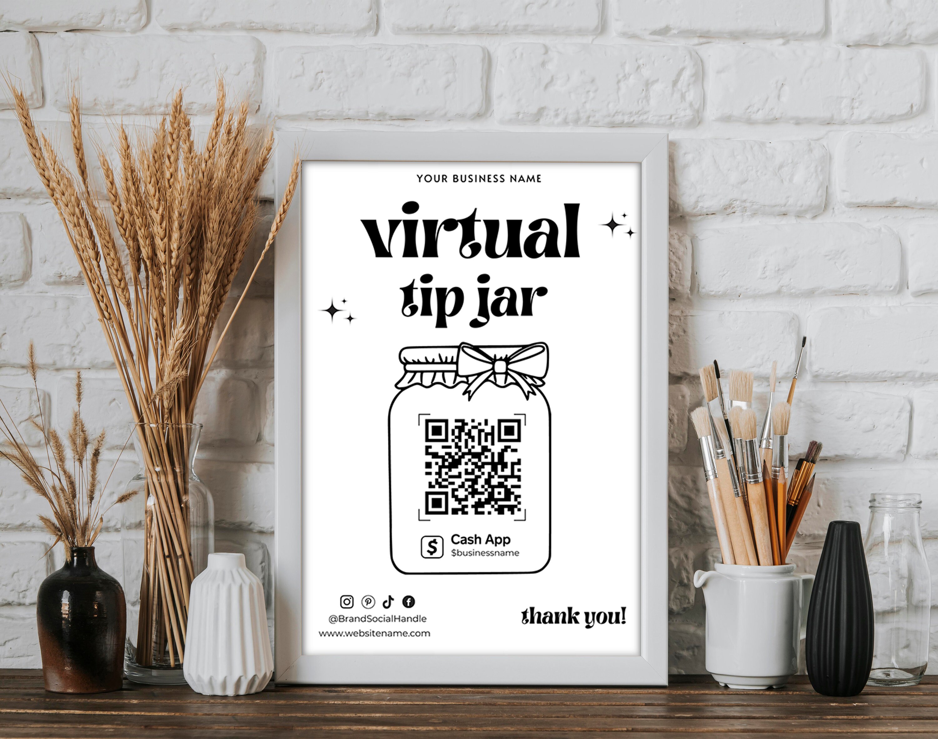 Editable Virtual Tip Jar, Virtual Tip Jar Sign, Venmo Tip Jar, Cash App ...