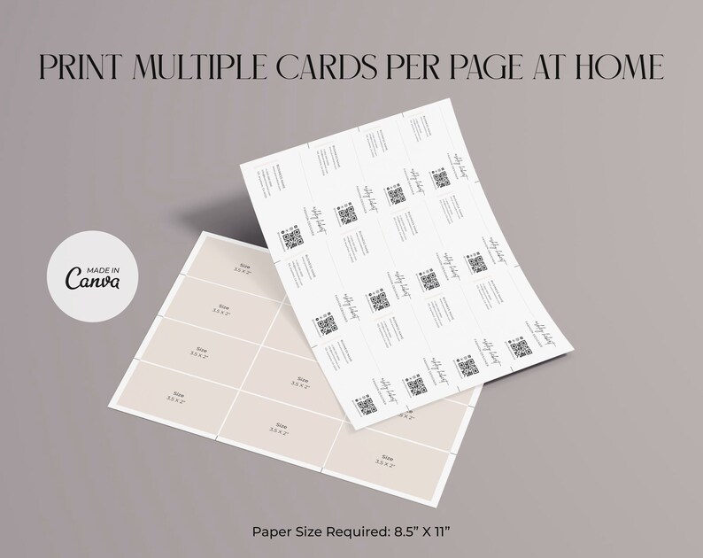 Printable Business Card Template, Business Card Template QR Code ...