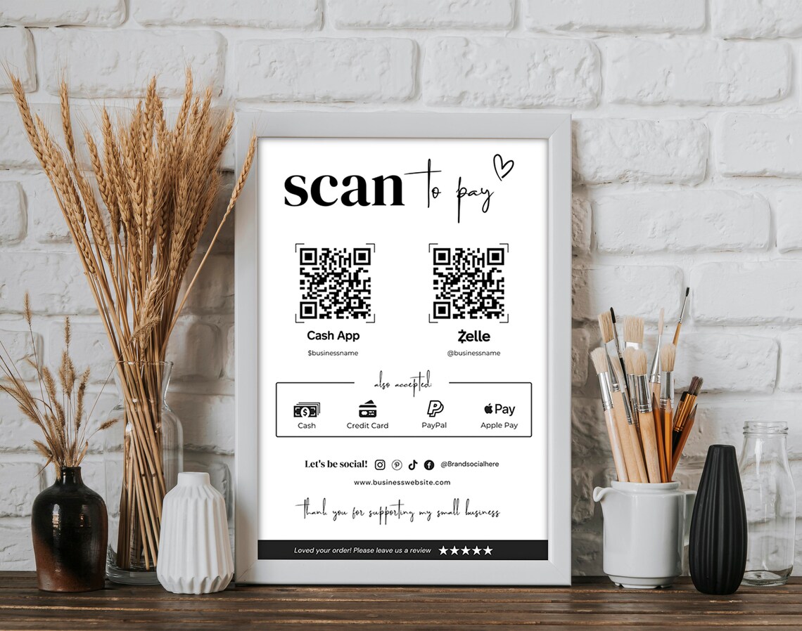 Printable Scan to Pay Template Editable Scan to Pay Sign - Etsy