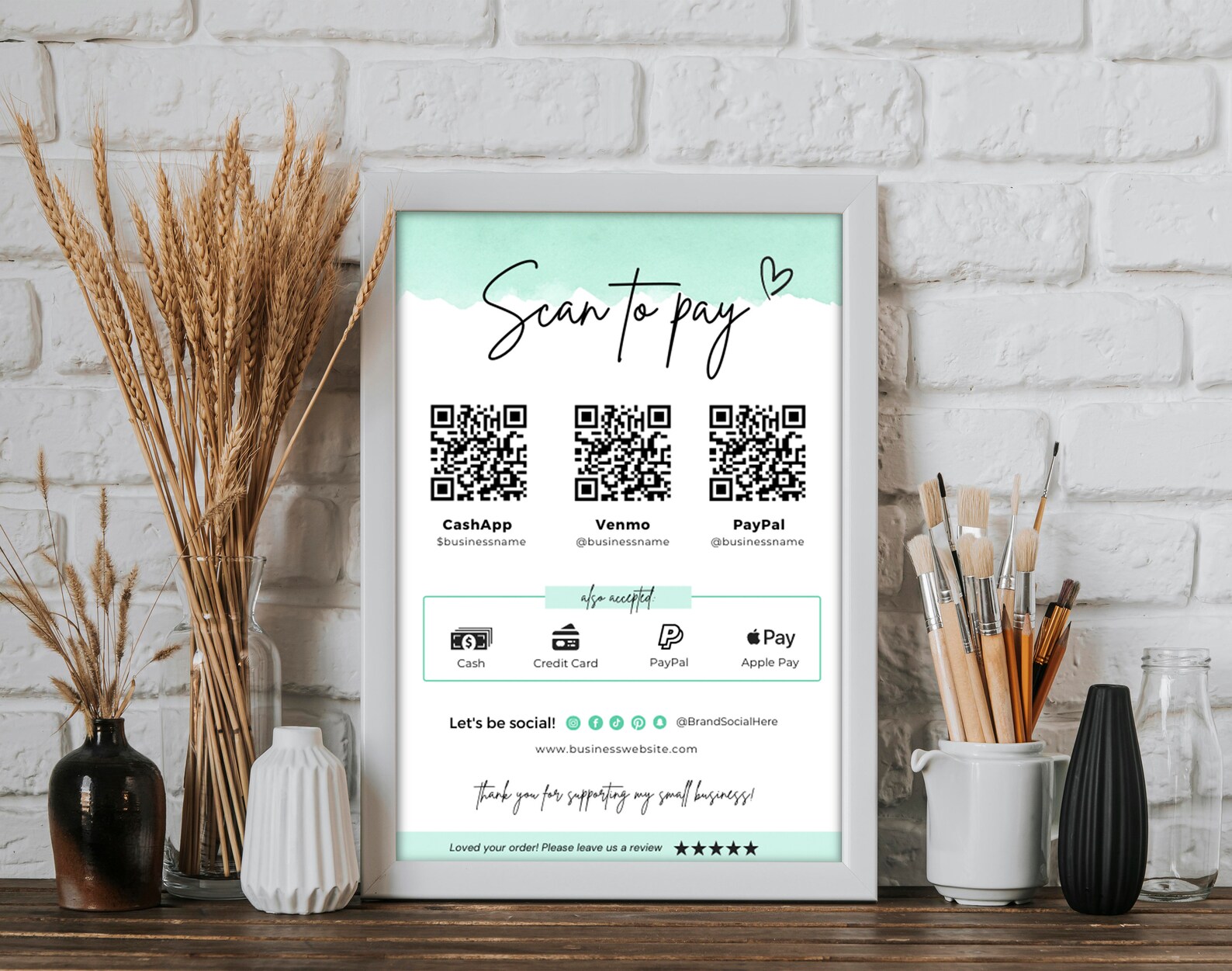 Editable QR Code Sign, Scan to Pay Sign, Printable Scan to Pay Template ...