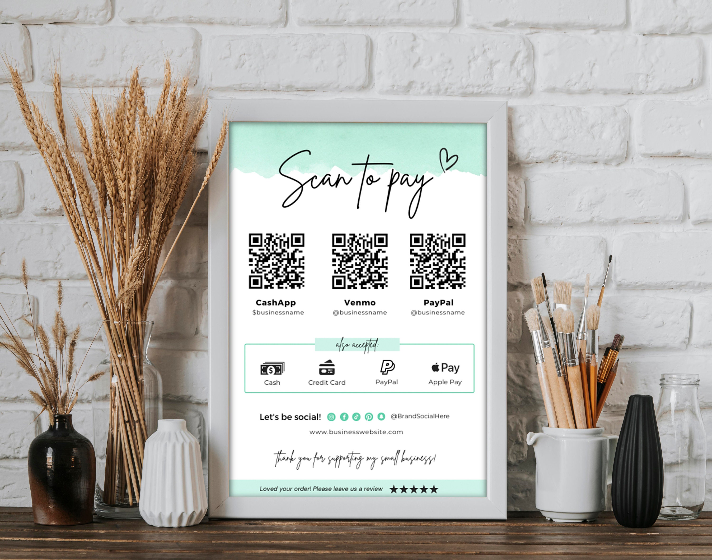 Editable QR Code Sign, Scan to Pay Sign, Printable Scan to Pay Template ...