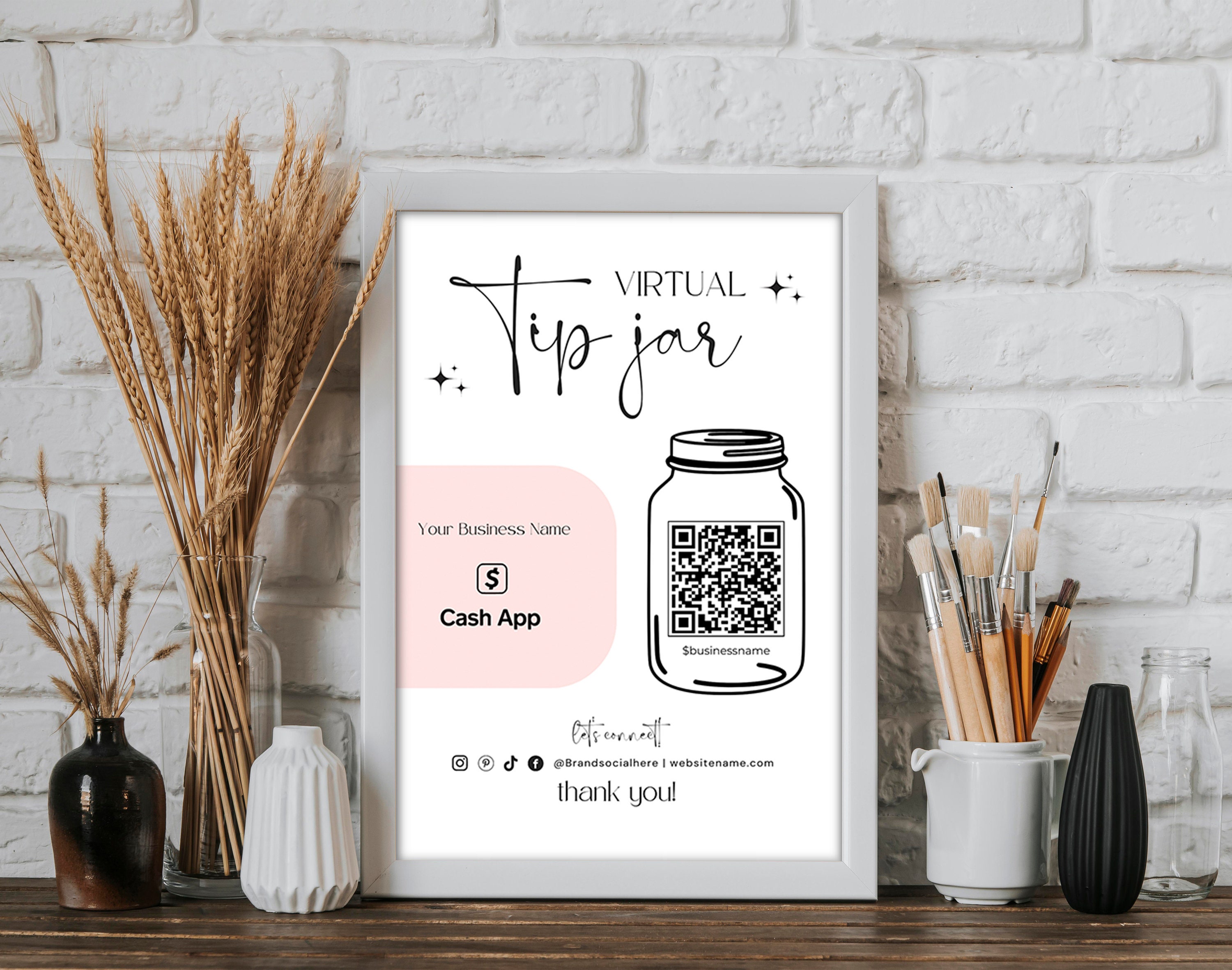 Editable Virtual Tip Jar, Virtual Tip Jar Sign, Venmo Tip Jar, Cash App ...