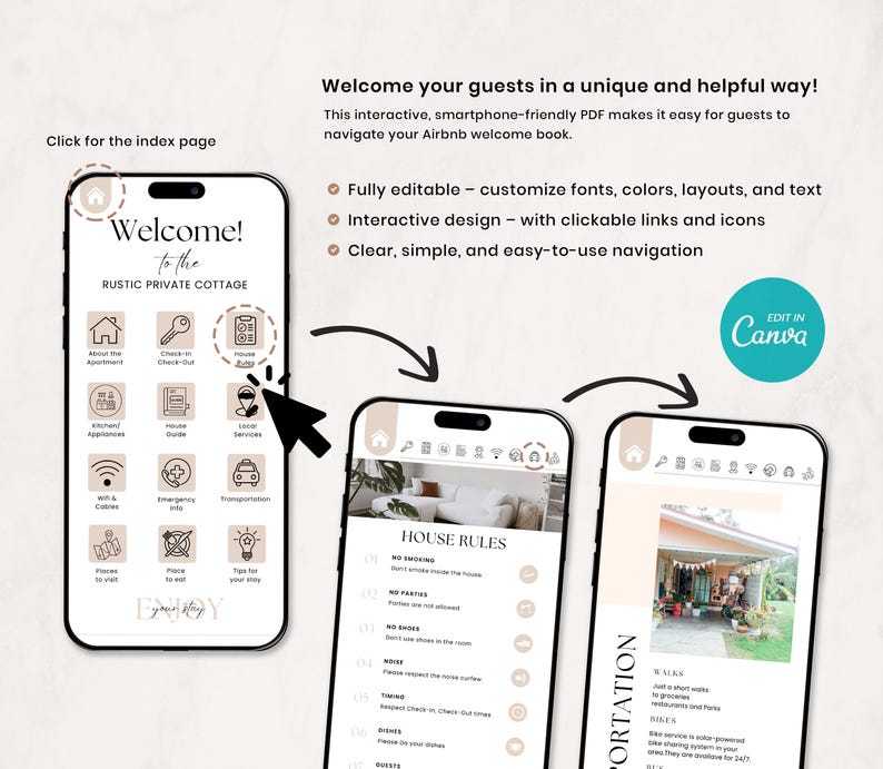 Airbnb Welcome Book Template Canva Host Bundle Kit Welcome Pack, Airbnb ...