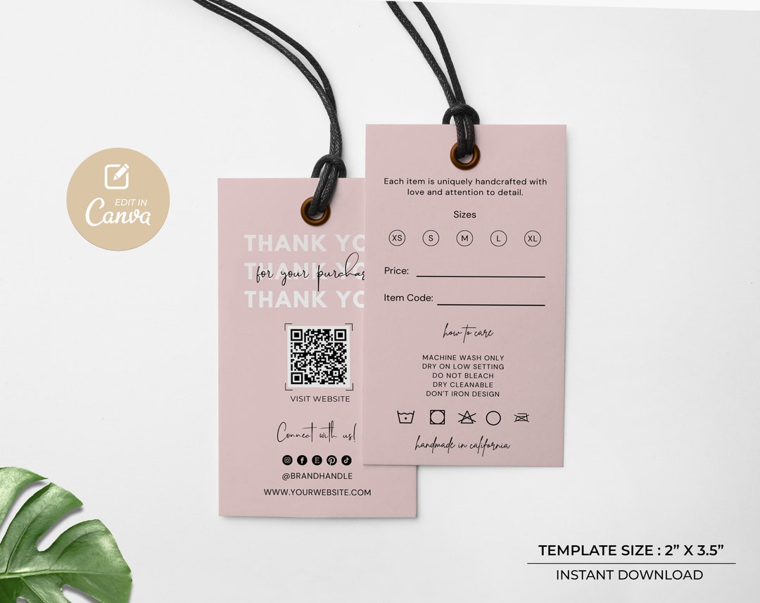 Printable Clothing Hang Tag Template: Editable Boutique Fashion Labels ...
