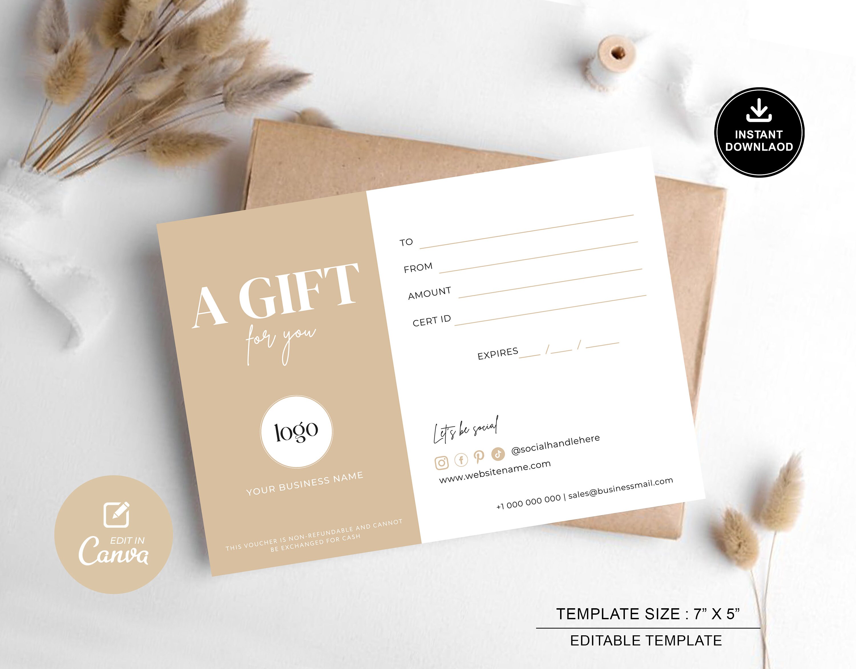 Editable Gift Card Gift Certificate Template Printable Gift - Etsy