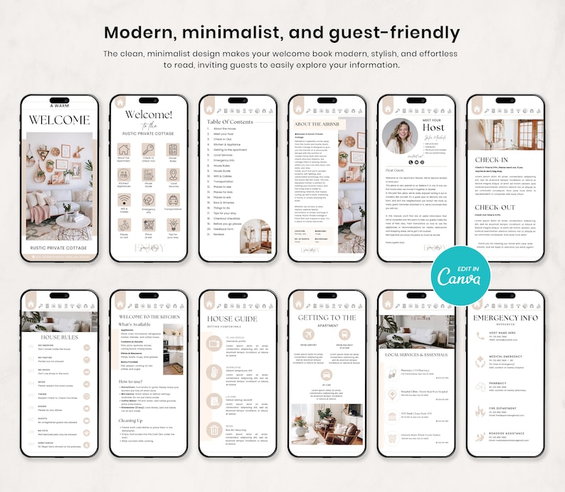 Airbnb Welcome Book Template Canva Host Bundle Kit Welcome Pack, Airbnb ...
