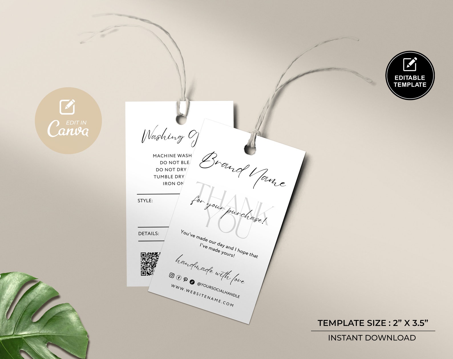 Printable Clothing Hang Tag Template, Editable Clothing Tags, Clothing ...