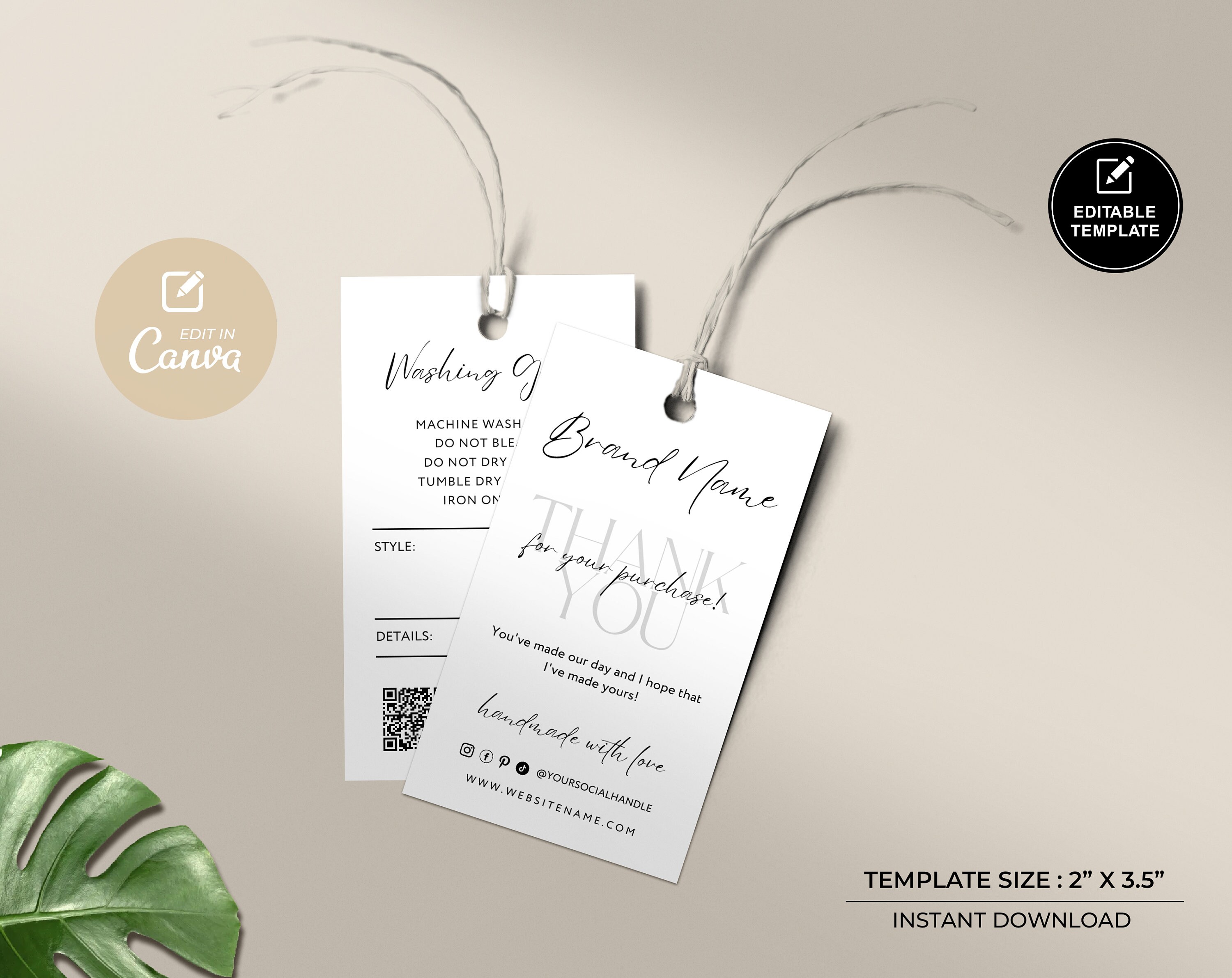 Printable Clothing Hang Tag Template, Editable Clothing Tags, Clothing ...