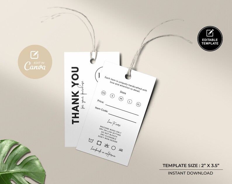 Printable Clothing Hang Tag Template: Editable Boutique Labels (canva ...
