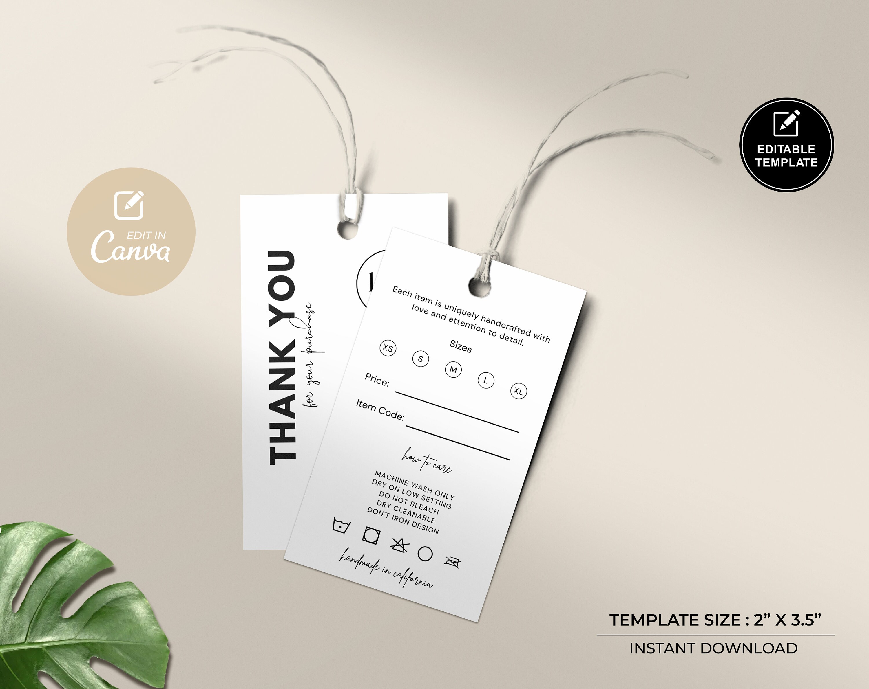 Printable Clothing Hang Tag Template: Editable Boutique Labels (canva ...