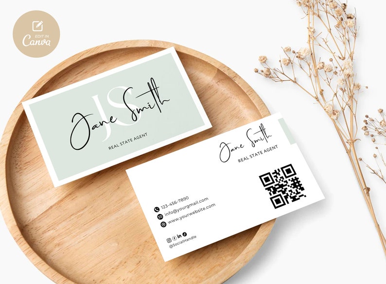 Printable Business Card Template, Business Card Template QR Code ...
