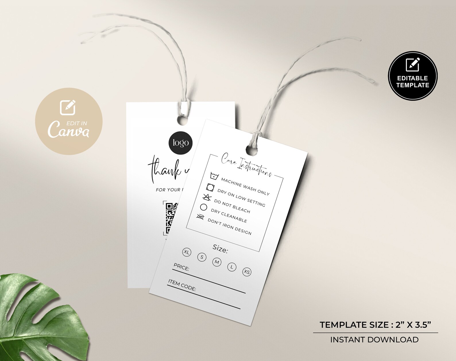 Printable Clothing Hang Tag Template Editable Clothing Tags - Etsy