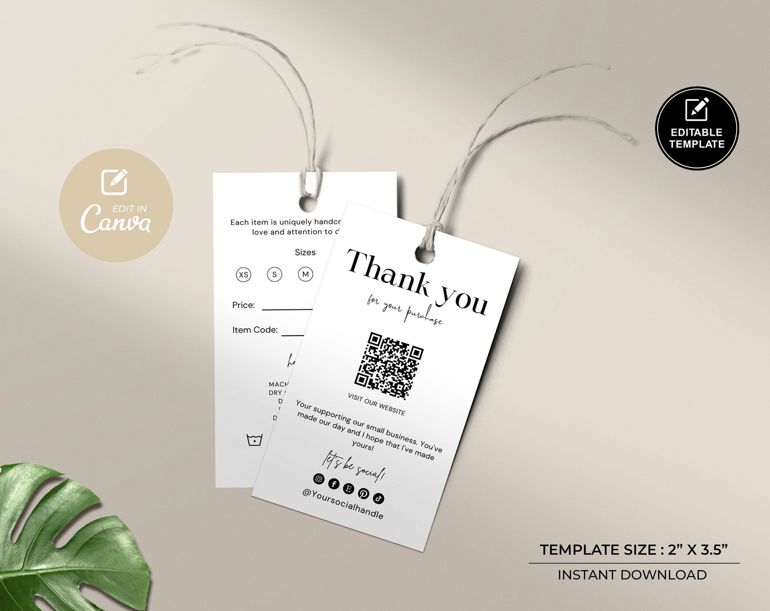 Printable Clothing Hang Tag Template, Editable Clothing Tags, Clothing ...