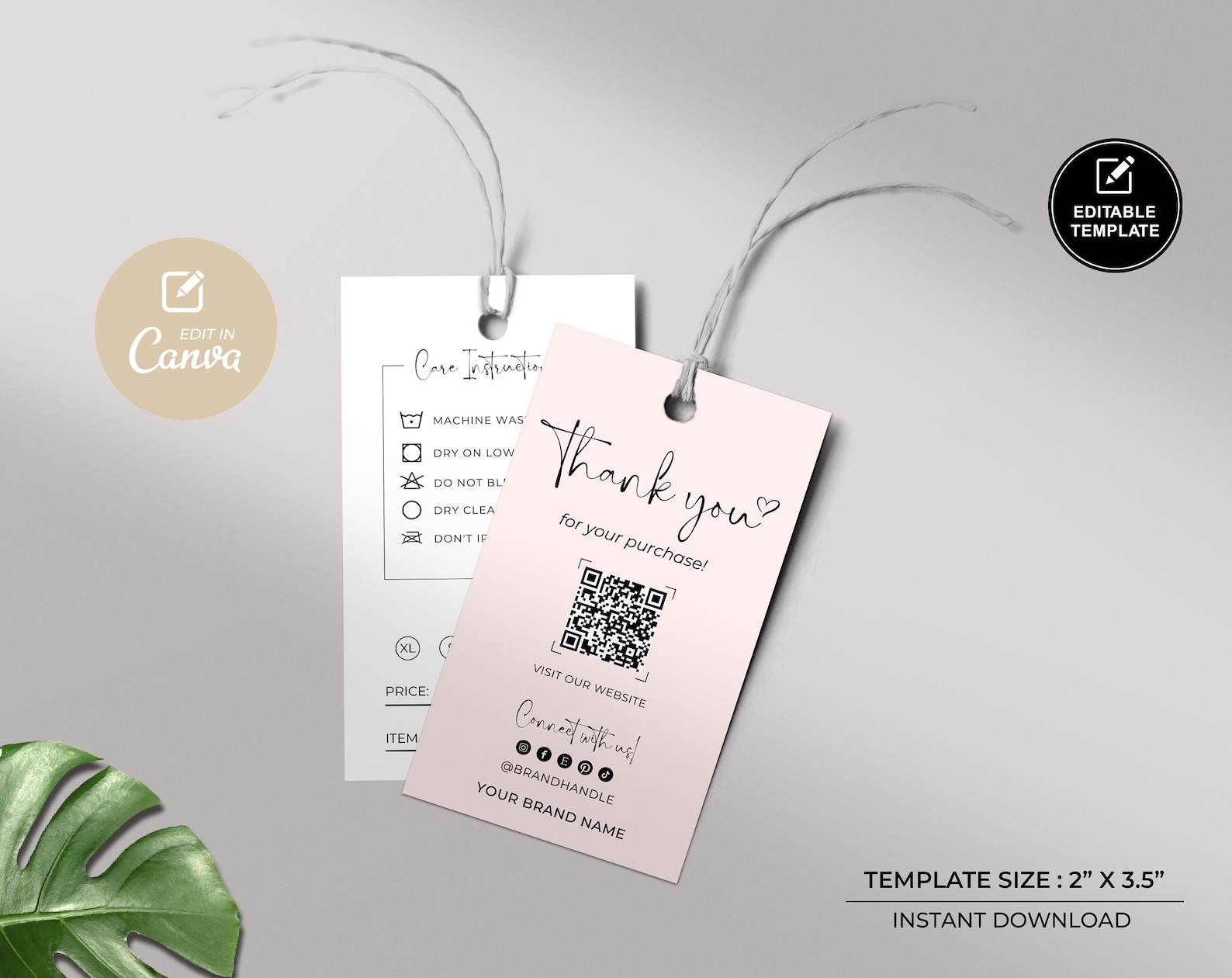 Editable Clothing Hang Tag Template, Printable Fashion Label Template ...