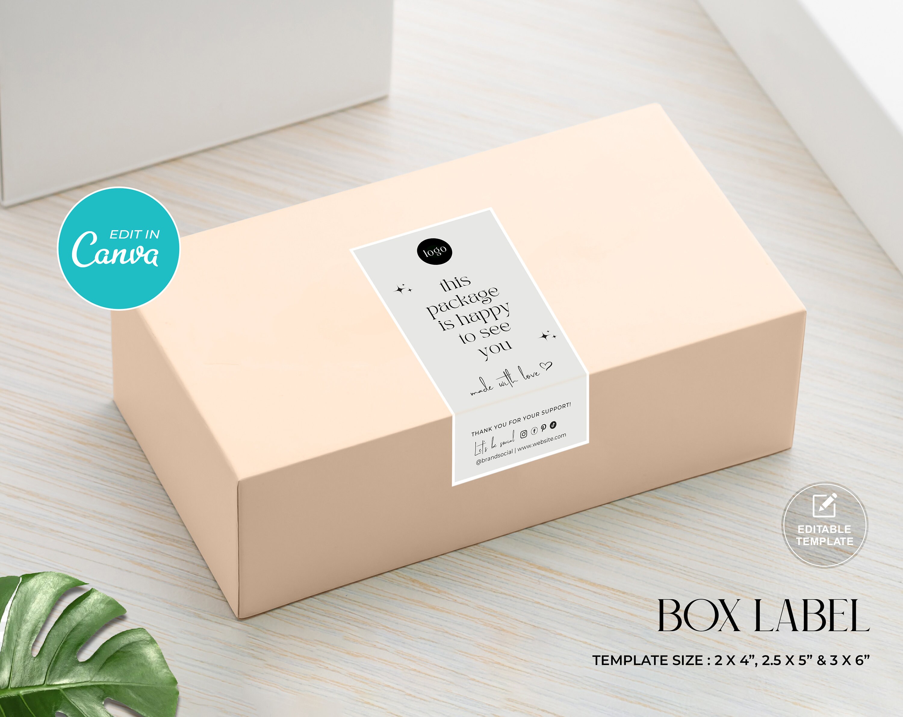 Editable Box Seal Label, Box Sticker Template, Order Packaging Sticker ...