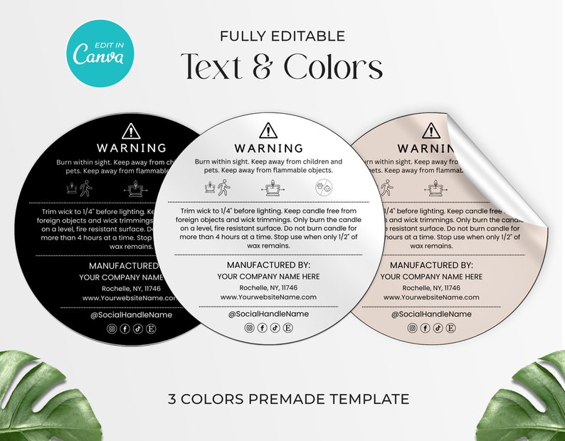 Editable Candle Warning Label Template, Printable Candle Warning ...