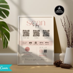 Editable QR Code Sign, Scan to Pay Sign, Printable Scan to Pay Template ...