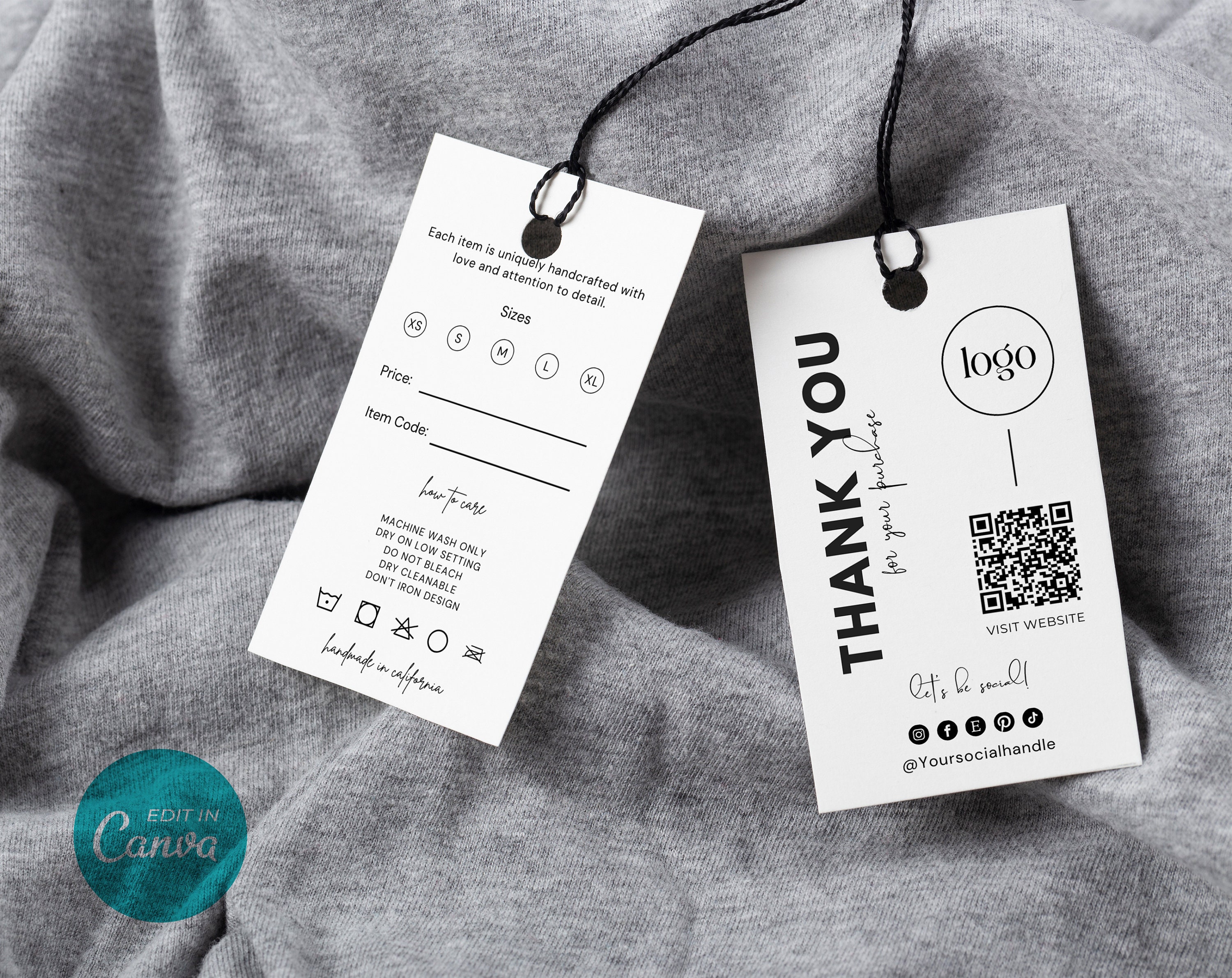 Printable Clothing Hang Tag Template Editable Clothing Tags - Etsy ...