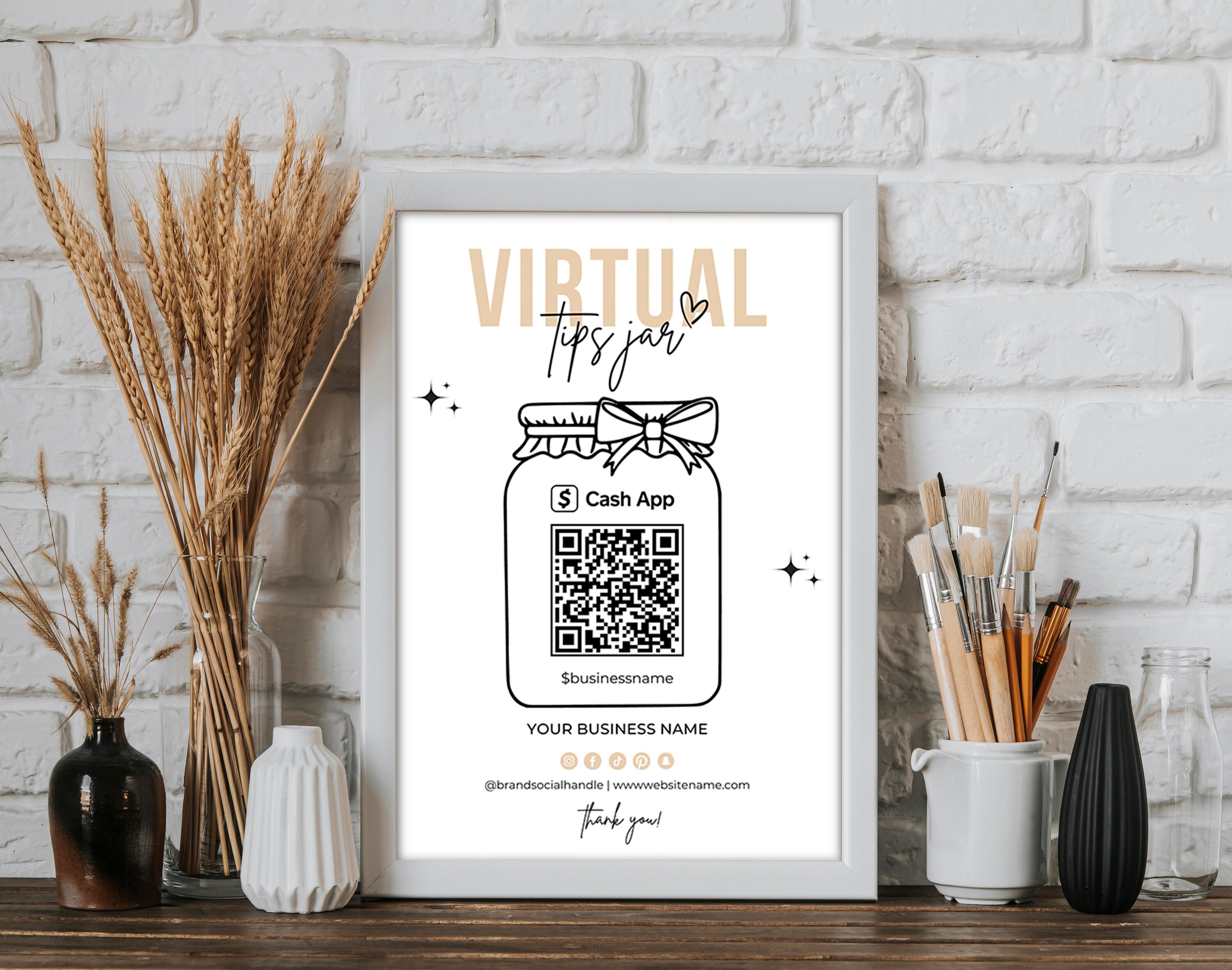 Printable Virtual Tip Jar Template, Venmo & Cash App Tip Jar, Cashapp ...