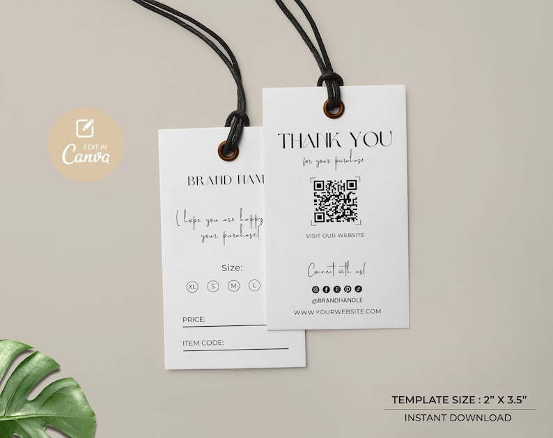Printable Clothing Hang Tag Template, Editable Boutique Labels (canva ...