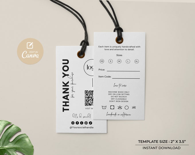 Printable Clothing Hang Tag Template, Editable Clothing Tags, Clothing ...