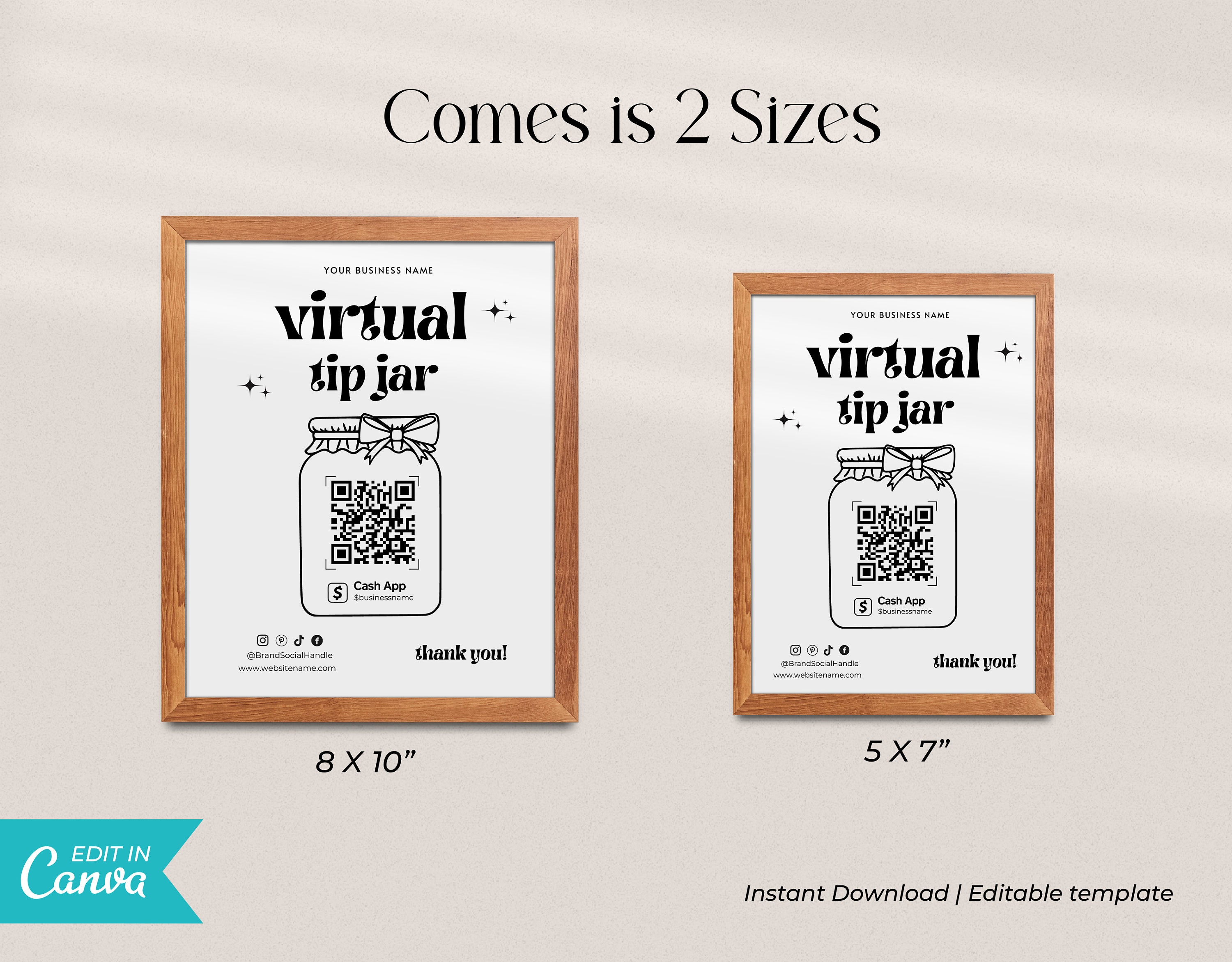 Editable Virtual Tip Jar, Virtual Tip Jar Sign, Venmo Tip Jar, Cash App ...