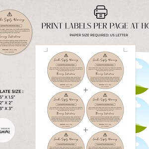 Minimalist Candle Warning Label Template, Editable Candle Label, Candle ...