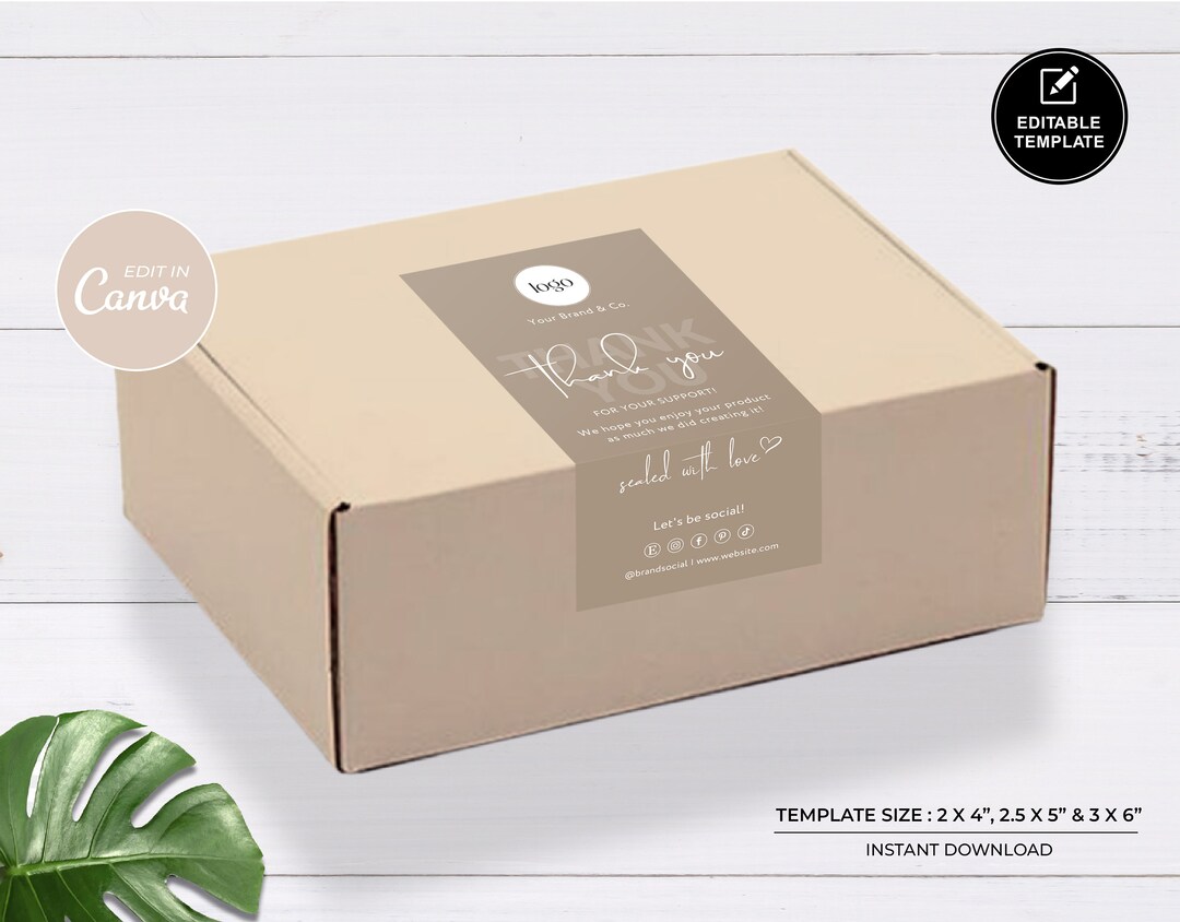 Editable Box Label Template, Order Packaging Stickers, Custom Branded ...