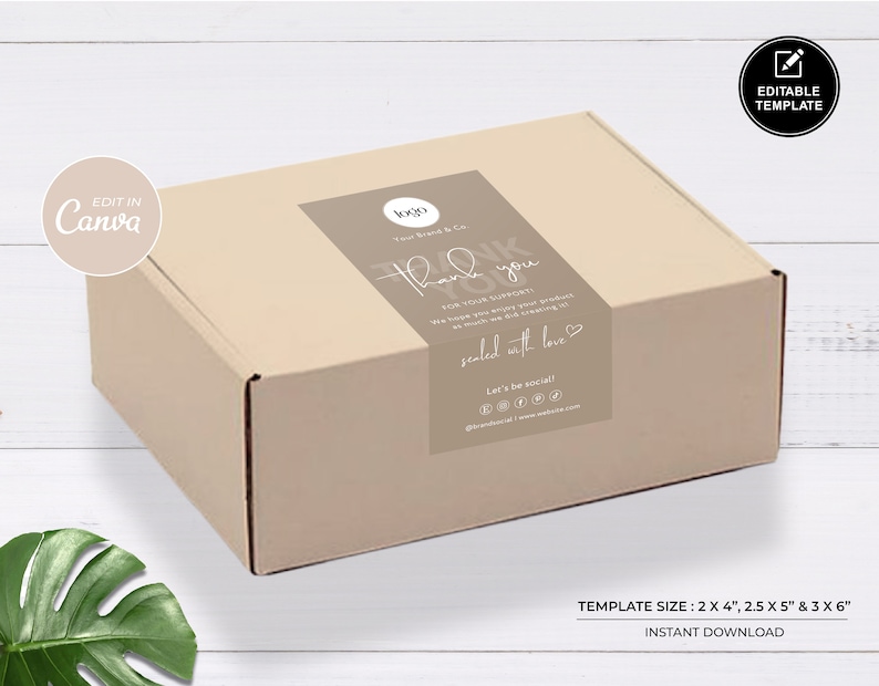 Editable Box Label Template Order Packaging Stickers Custom Etsy